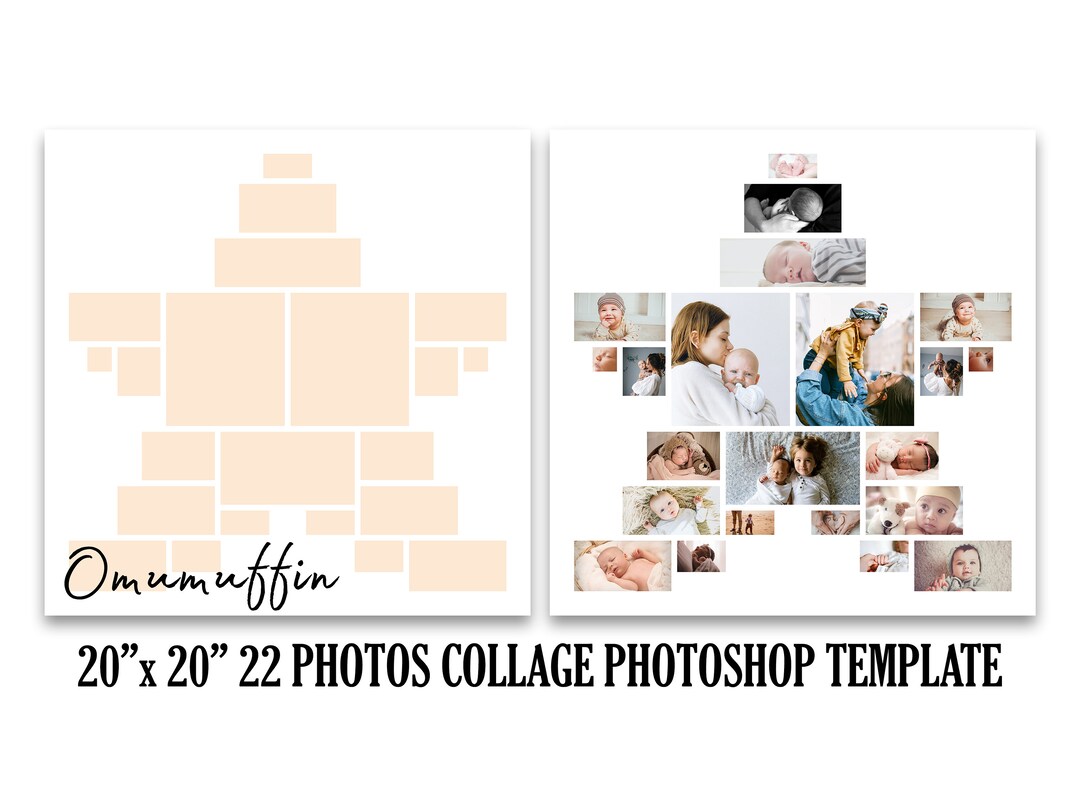 20x20 Star Photo Collage Template for 22 Photos Storyboard Photoshop ...