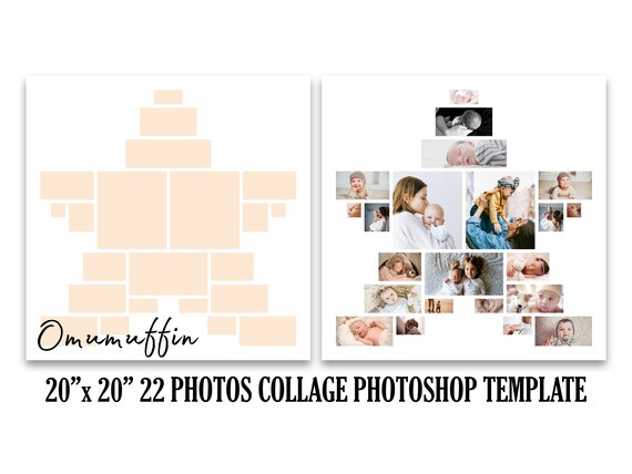 20x20 Star Photo Collage Template for 22 Photos Storyboard | Etsy