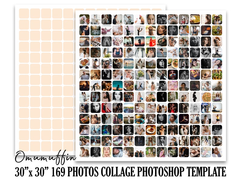 30x30 Wall Display Collage Template 169 Photos, Big Photography Collage ...