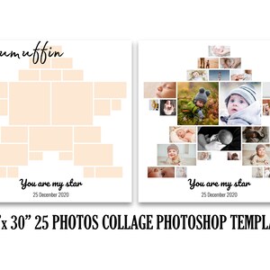 30x30 Star Photo Collage Template for 25 Photos Storyboard | Etsy