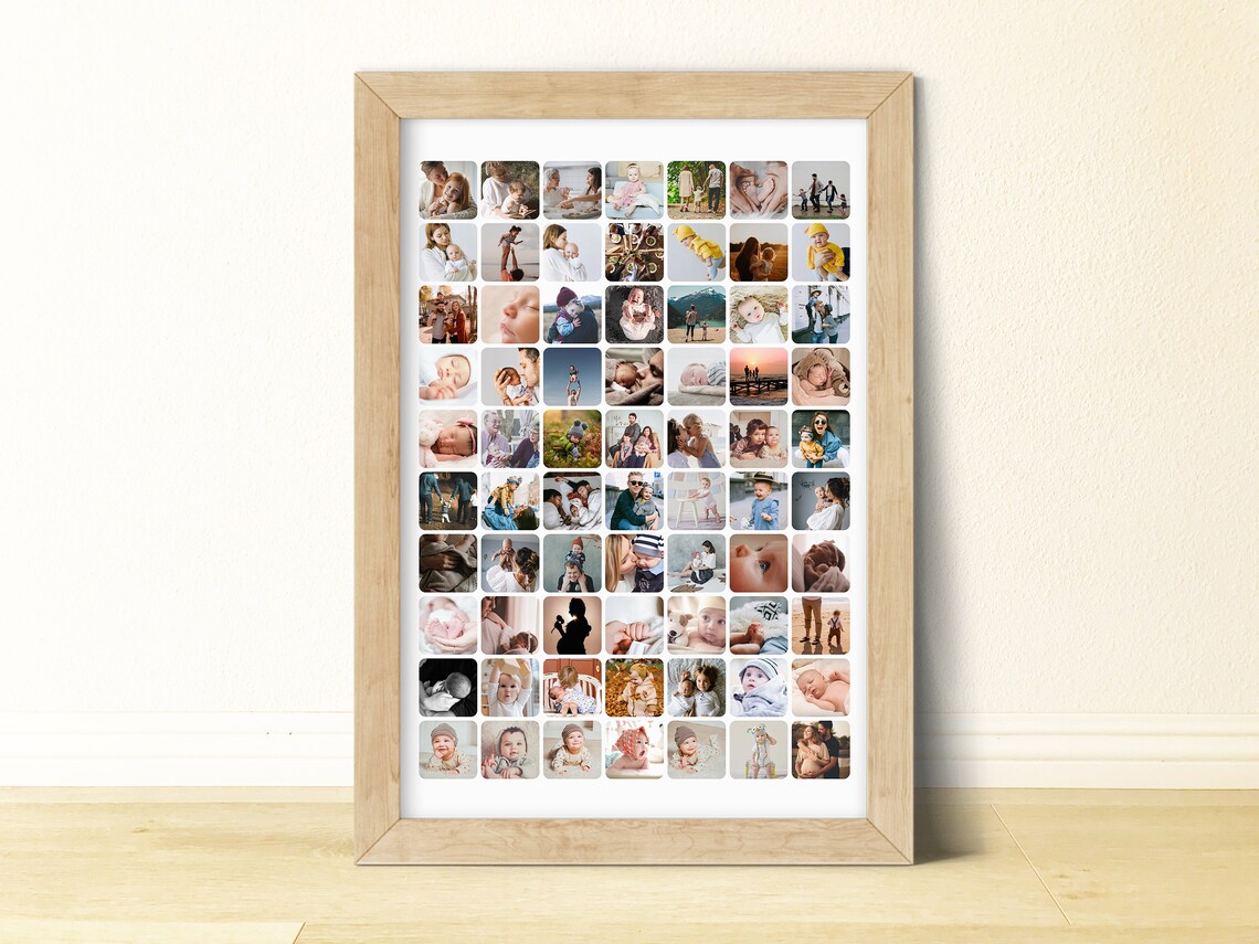 24x36 Wall Poster Collage Template for 70 Photos, Big Photography ...