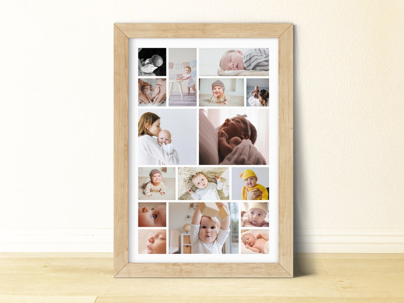 16x24 Photo Collage Template for 16 Photos, Birthday Storyboard ...