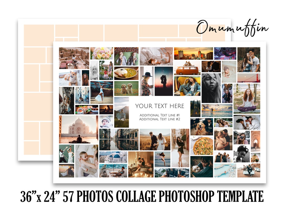 36x24 Photo Collage Template for 57 Photos, Wedding Storyboard ...