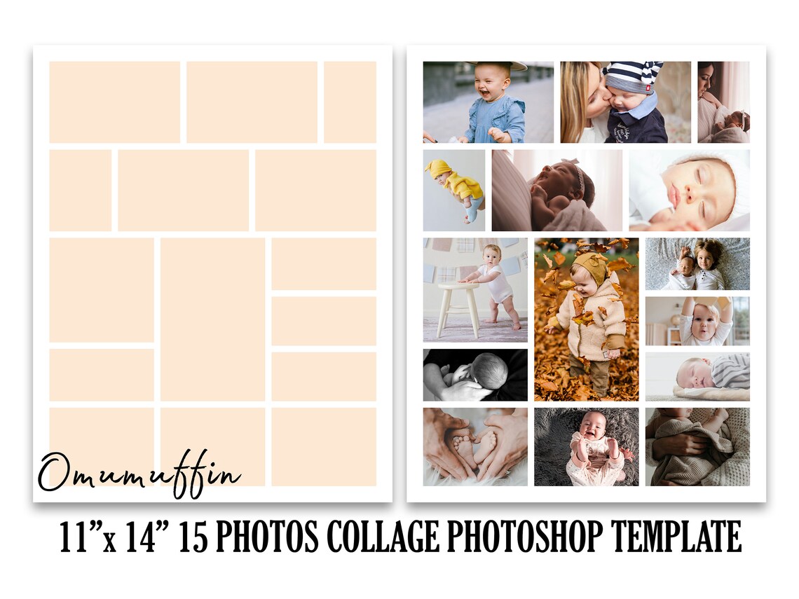 11x14 Photo Collage Template for 15 Photos - Wedding Composite ...