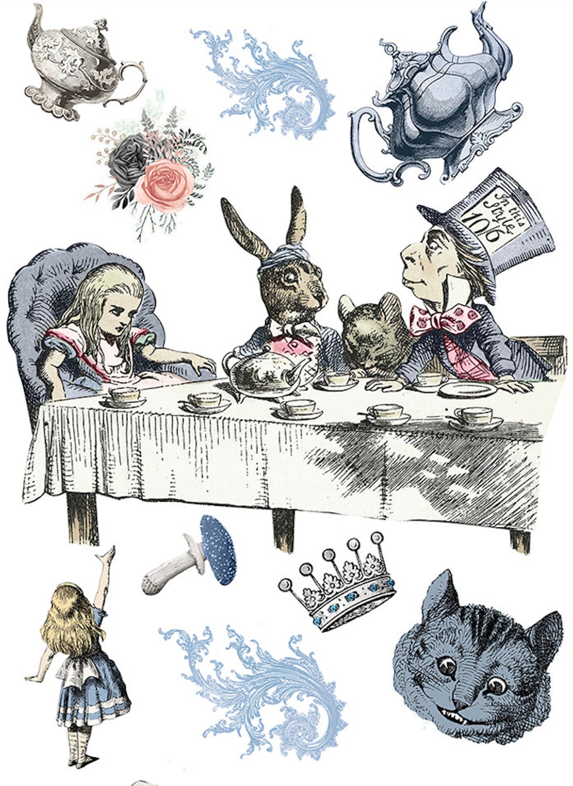 New Dixie Belle Alice In Wonderland Transfer Rub On Decal Etsy