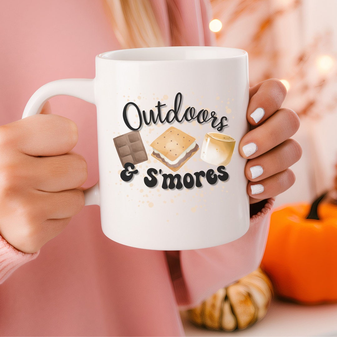 Outdoors and S'mores 15 Oz White Ceramic Mug Smores Fun Funny Cute Gift ...