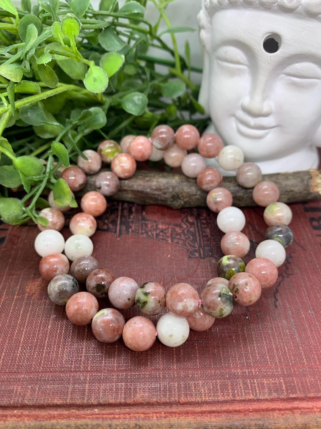 Pink Aventurine & Serpentine Stretch Bracelet - Etsy