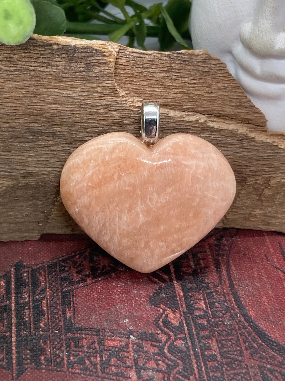 Peach Amazonite Heart Pendant - Etsy