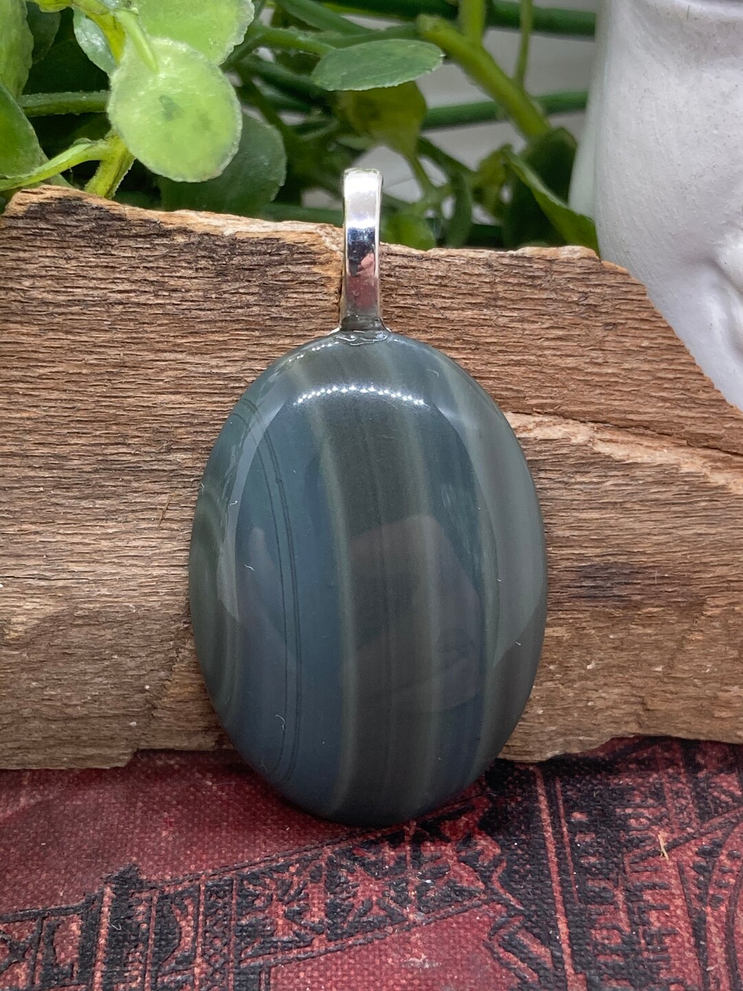Banded Obsidian Pendant - Etsy