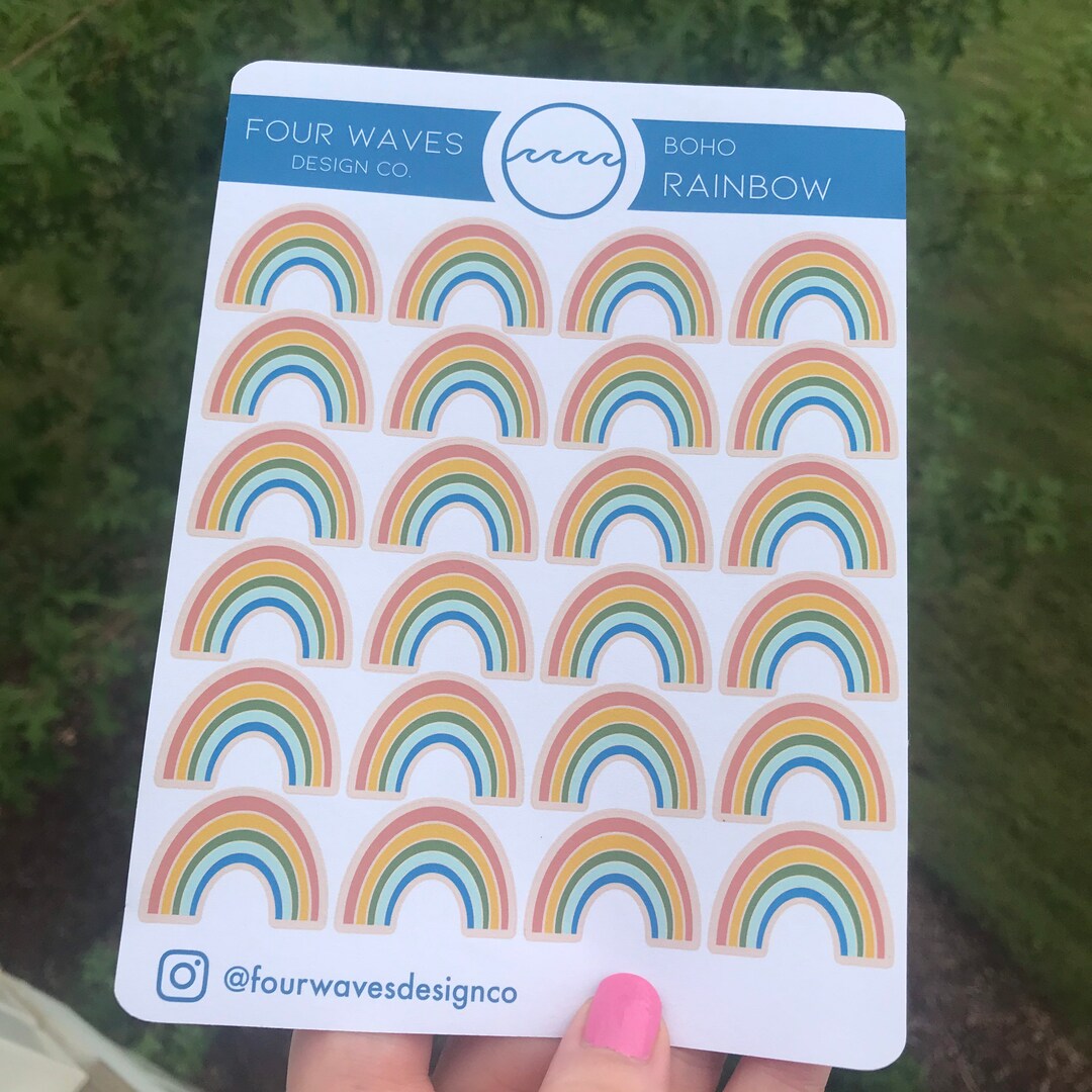 Boho Rainbow Sticker Sheet - Etsy