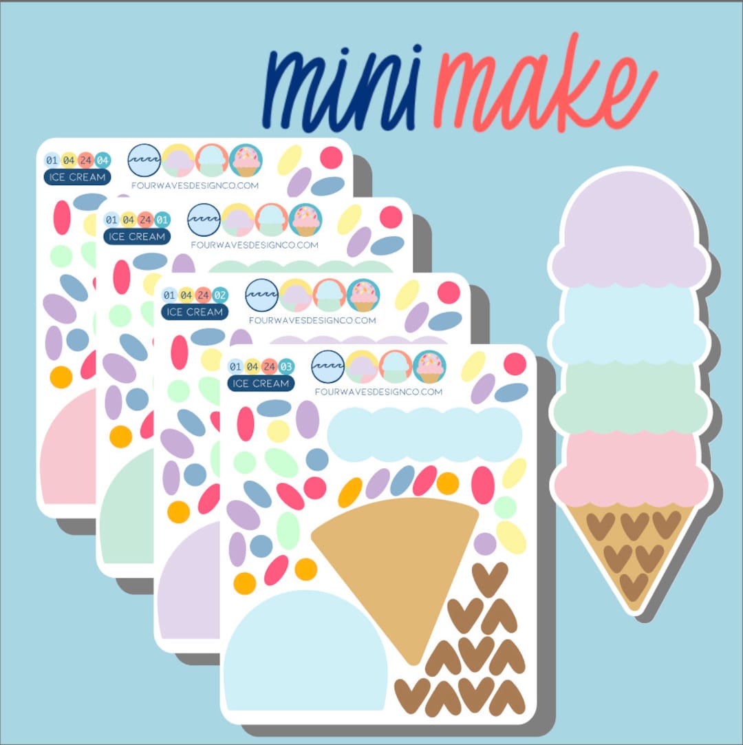 Mini Make Ice Cream Sticker Set, Build Your Own Stickers, Open Ended ...