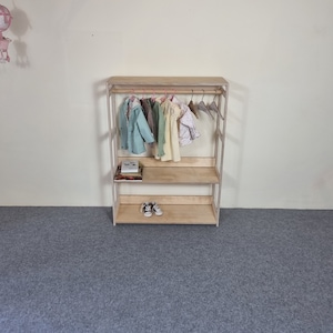Montessori Children's Wardrobe, the Mini Dressing Room, Clothing Rack ...