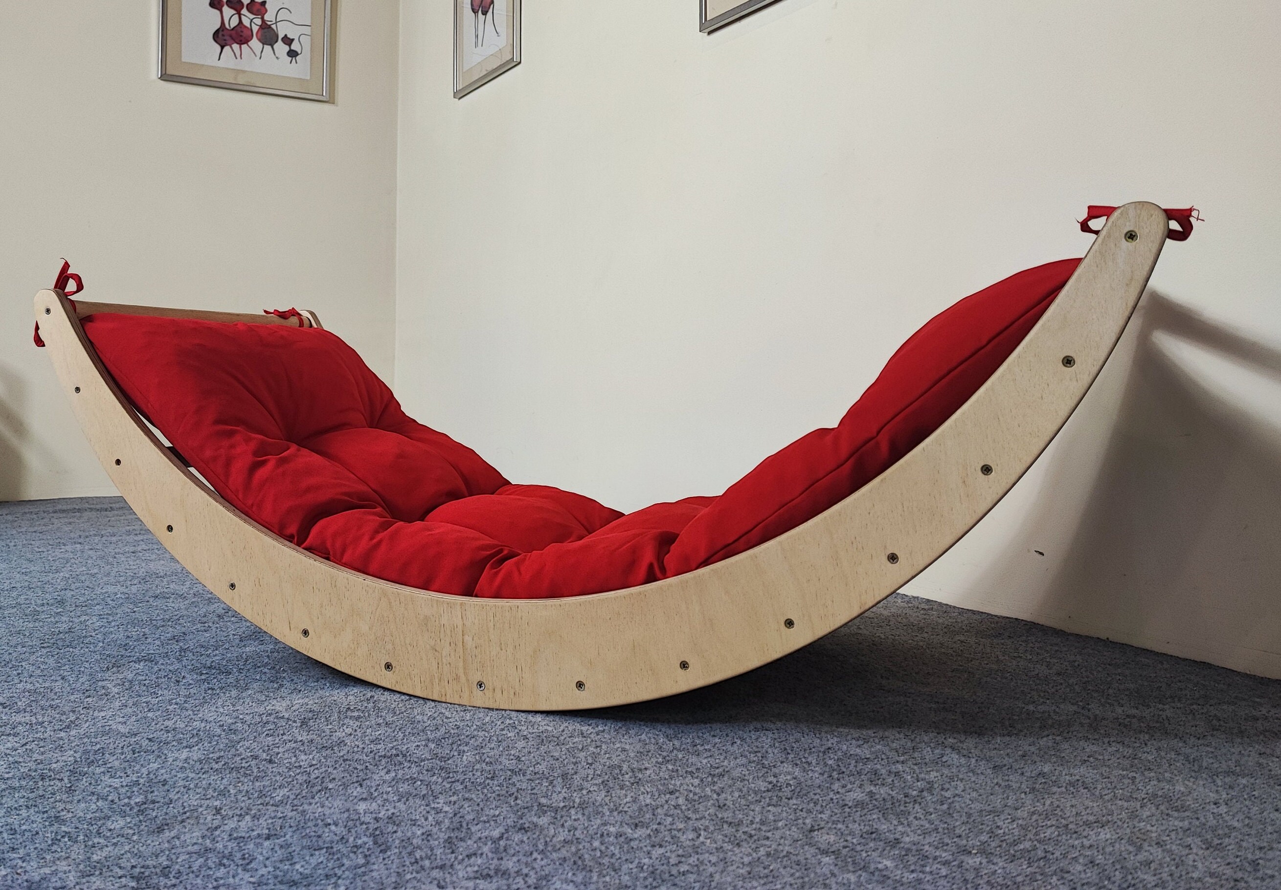 Wooden Climbing Arch With Pillow Wood Rocker Rocker With - Etsy Australia