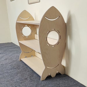Wooden Toy Shelf, Rocket, H 80cm/31.5", Modern, Fairy-tale, Simple ...