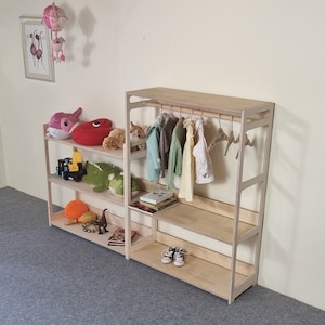 Montessori Children's Wardrobe, the Mini Dressing Room, Clothing Rack ...