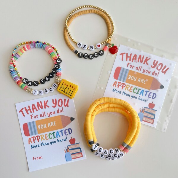 Beaded Teacher Bracelet - Etsy