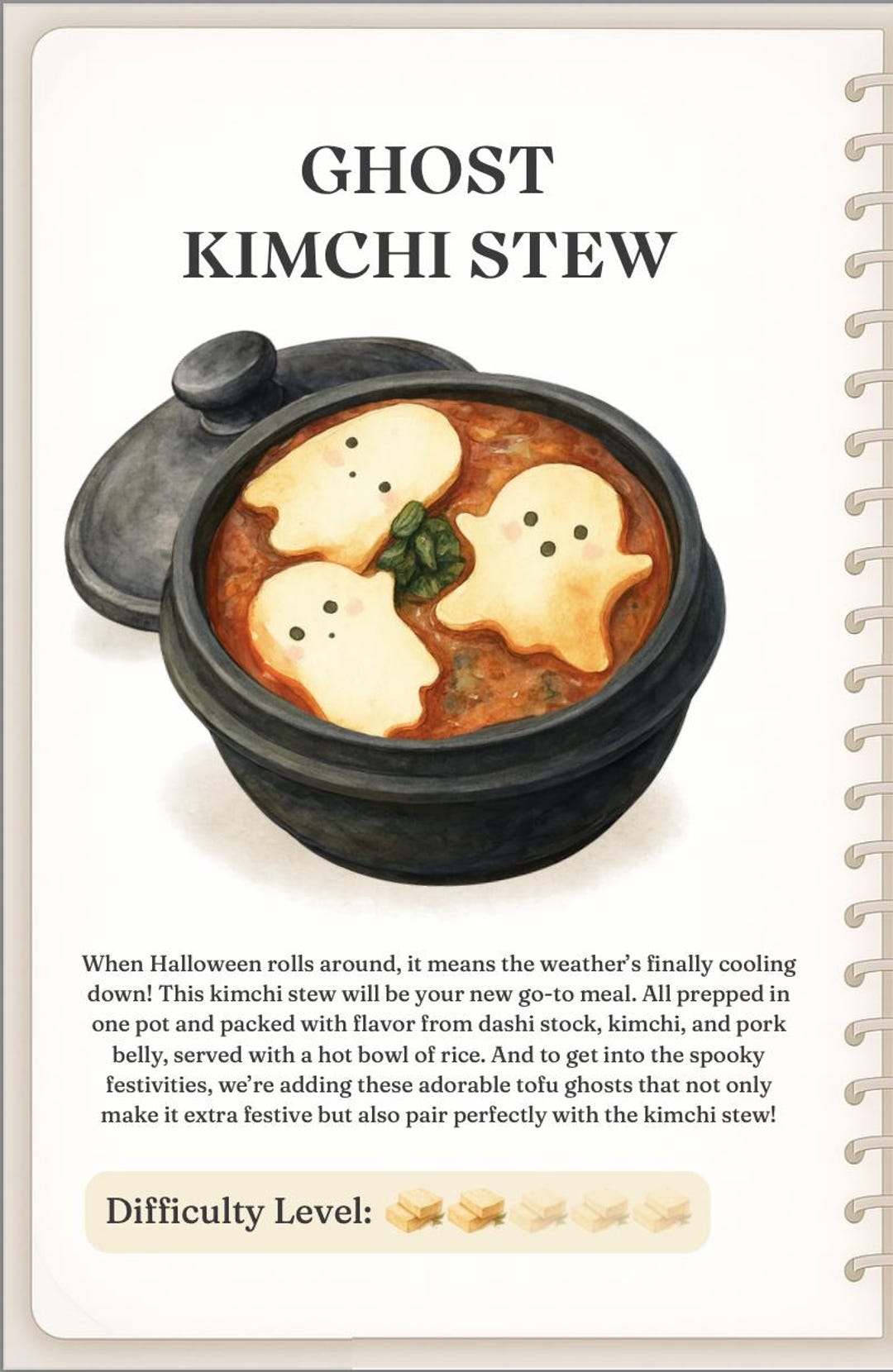 Ghost Tofu Kimchi Stew E-recipe Booklet - Etsy
