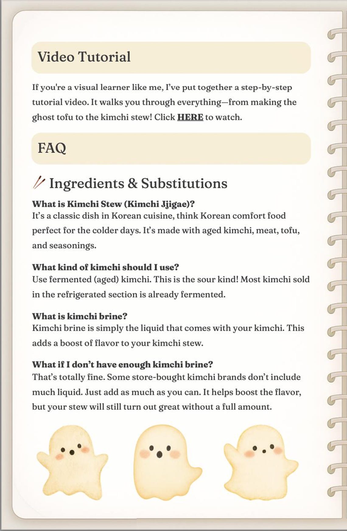 Ghost Tofu Kimchi Stew E-recipe Booklet - Etsy