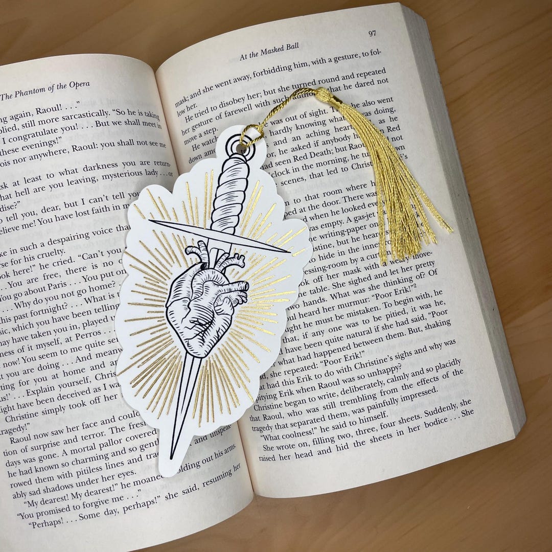 Dagger Through Heart Bookmark, Sword Bookmark, Edgy Bookmark, Book ...