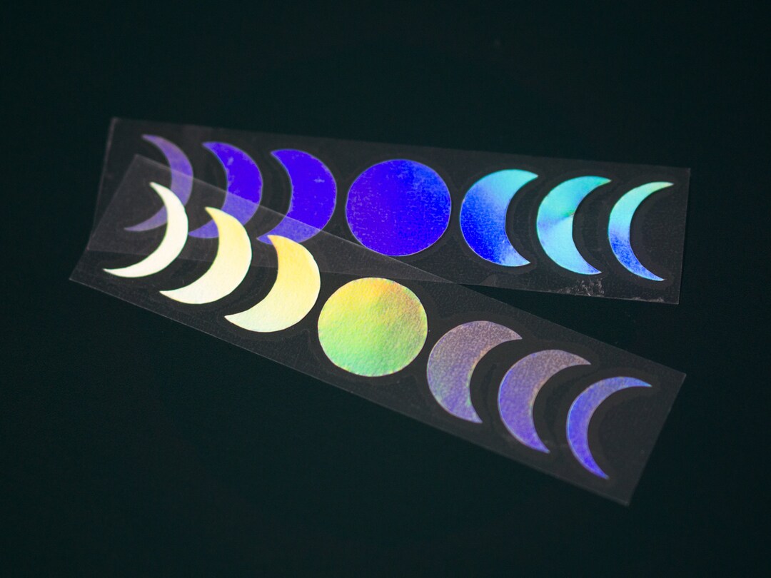 Holographic Moon Phases Stickers Vinyl Stickers Laptop - Etsy