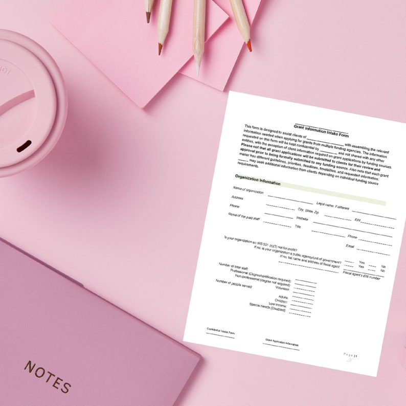 Grant Client Intake Form - Etsy
