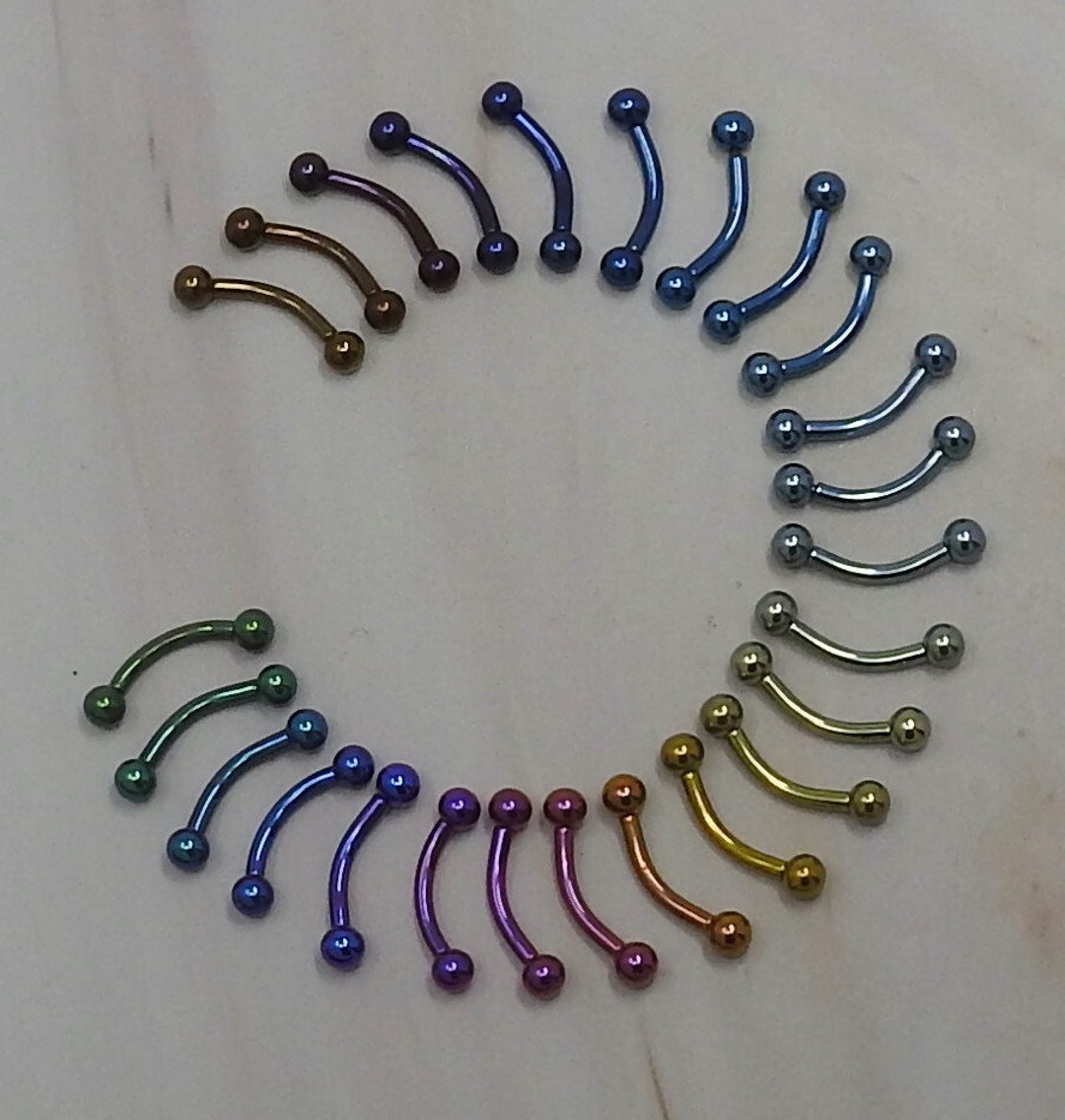 Titanium ASTM F136 Anodised Micro Curved Barbells 1.2mm (16ga) Suitable ...