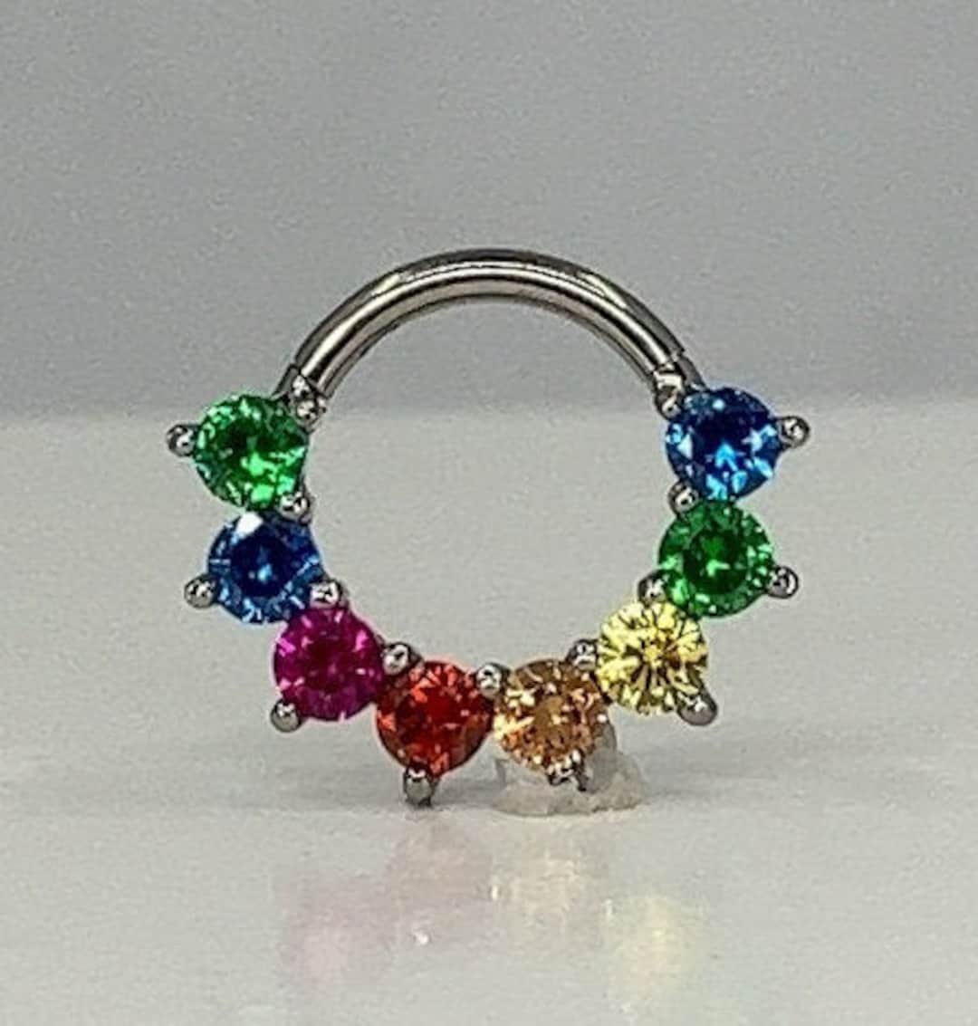 Titanium ASTM F136 CZ Rainbow Clicker 1.2mm 16ga Suitable - Etsy Israel
