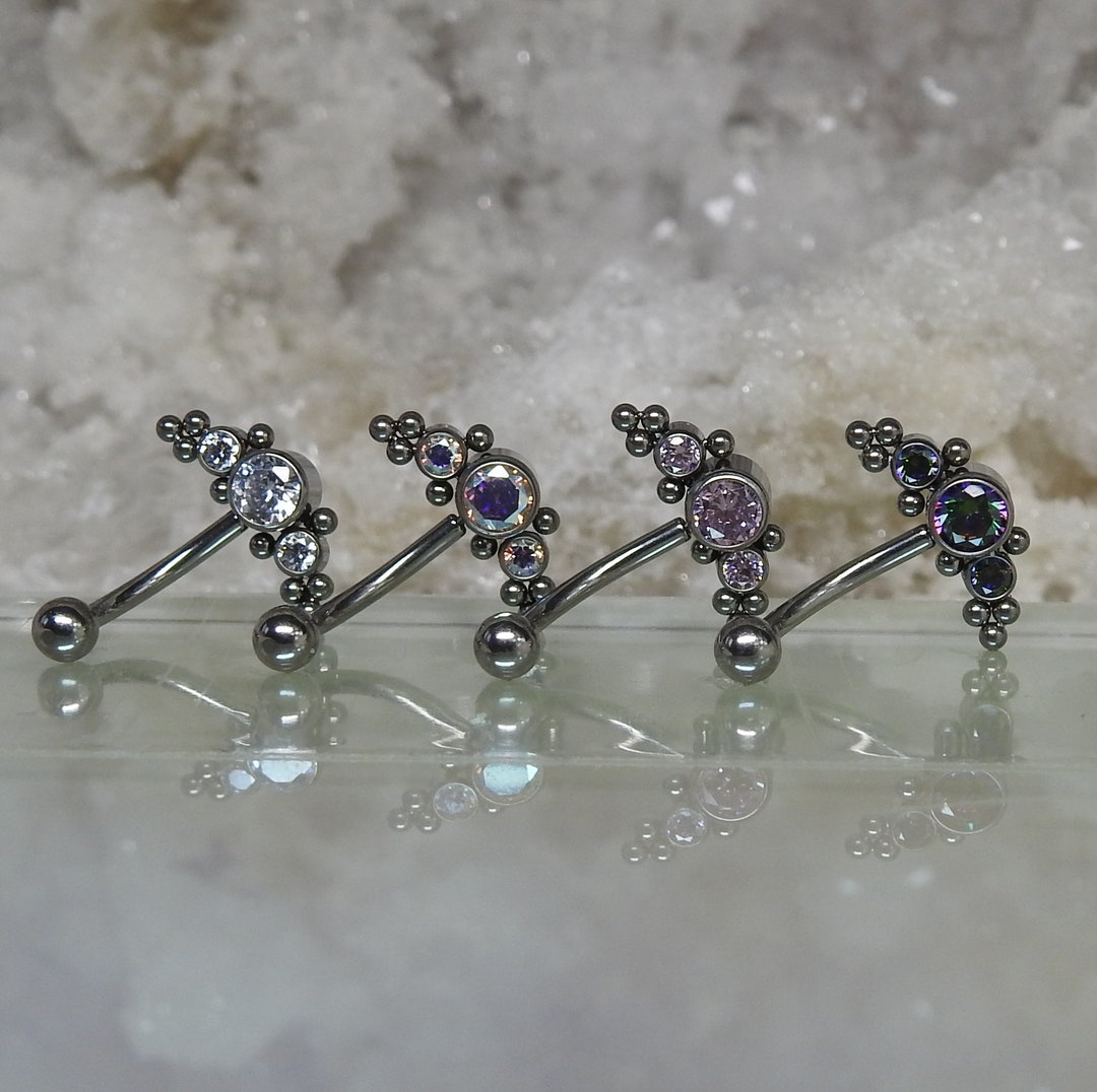 Titanium CZ Beaded Threadless Pushpin Microbarbell 16ga 1.2mm - Etsy