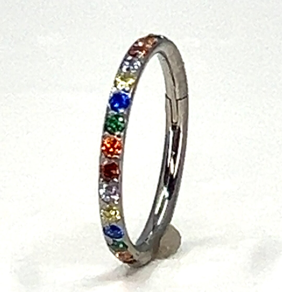 Titanium ASTM F136 Rainbow Clicker (cl61) 1.2mm 16ga Suitable for Daith, Septum, Tragus, Rook ...