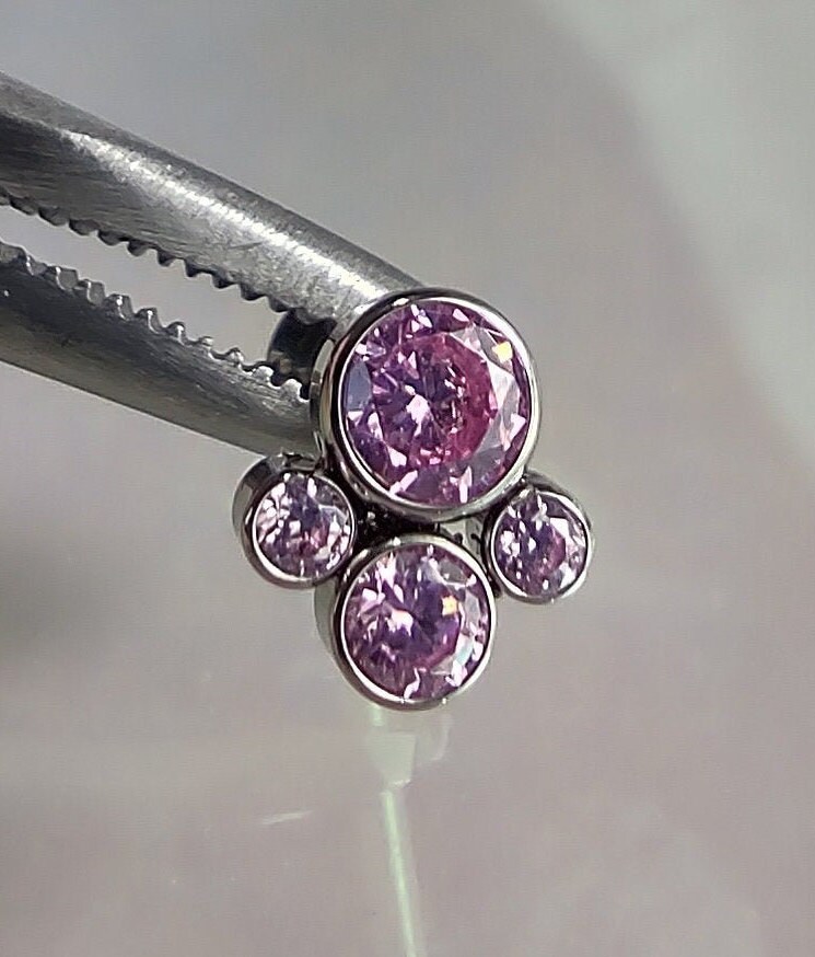 Titanium CZ Cluster Internally Threaded 1.2 Mm 16g Labret Stud - Etsy