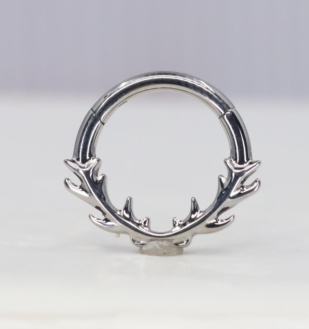 Titanium ASTM F136 (cl07) Antler Clicker, Hinged Hoop 1.2mm (16ga ...
