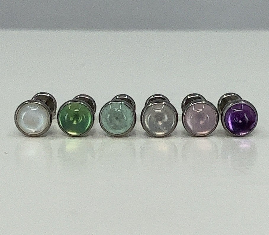 Titanium ASTM F136 (in57) Natural Stone Stud Internally Threaded 1.2mm ...
