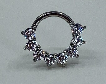 Titanium ASTM F136 Triple Stacked Septum, Daith Piercing Hinged Clicker ...