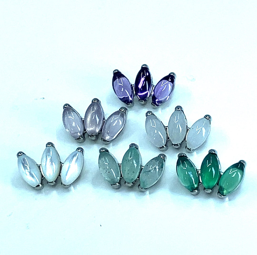 Titanium ASTM F136 (in12) Natural Stone Marquise Fan Internally ...
