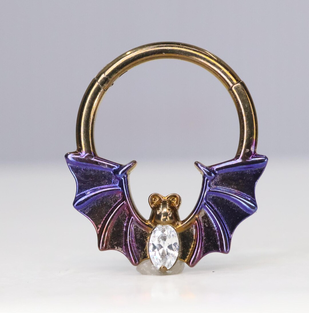 Titanium ASTM F136 (cl89) Anodised Zirconia Bat Clicker 1.2mm (16ga ...