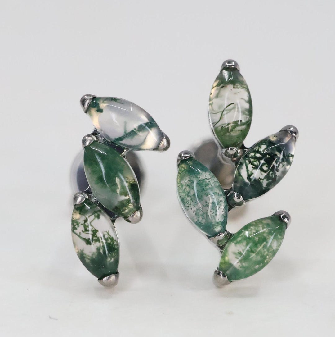 Titanium ASTM F136 (in126) Stone Marquise Moss Agate Internally ...