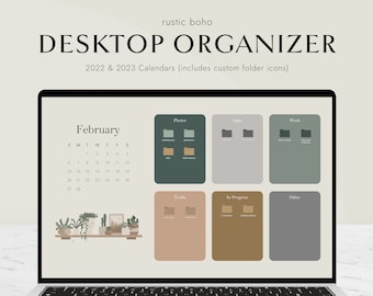 Desktop Wallpaper Organizer Editable Folder Icons Minimalist Calendar ...