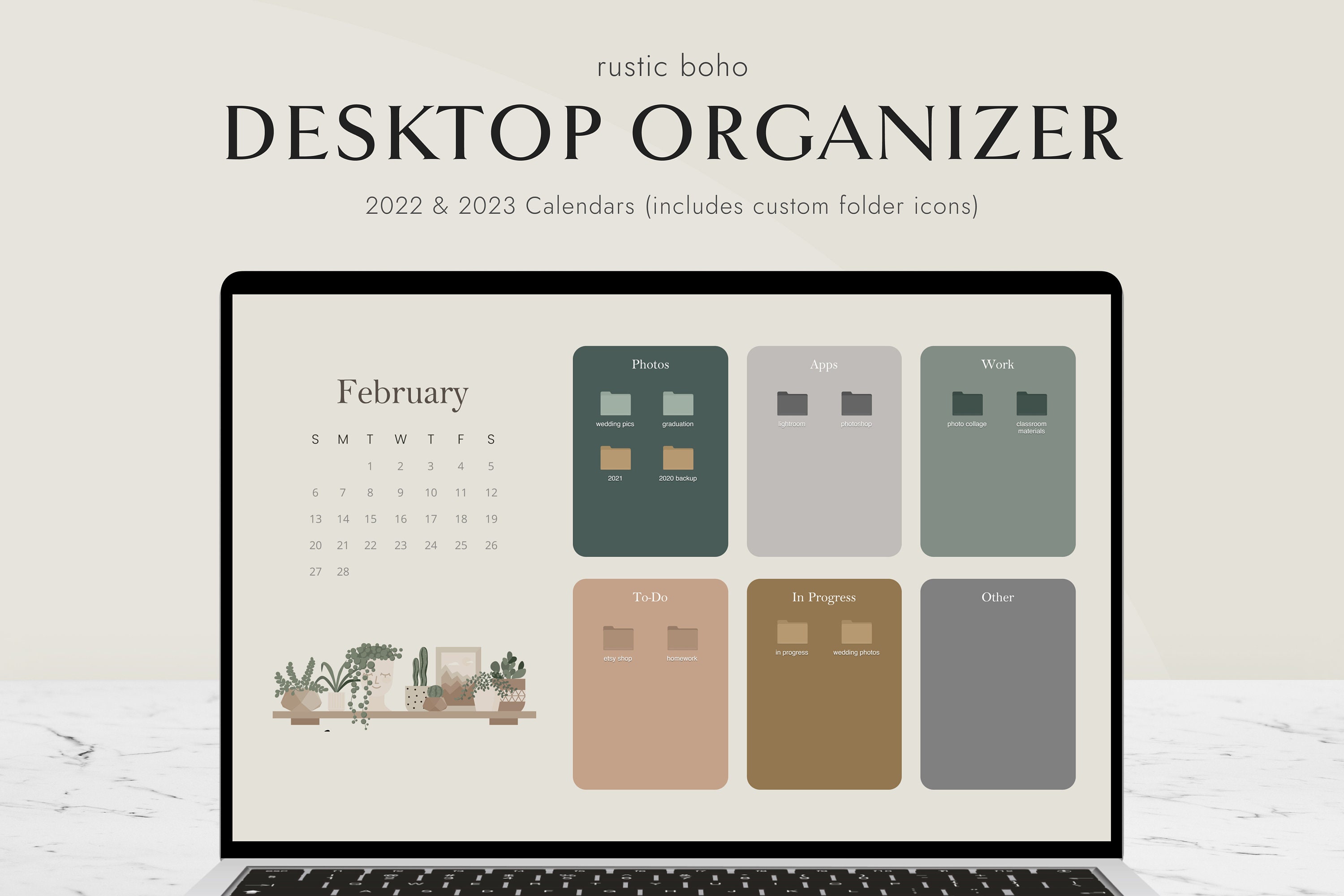 Desktop Wallpaper Organizer + Folder Icons | Minimalist | Calendar 2022 ...