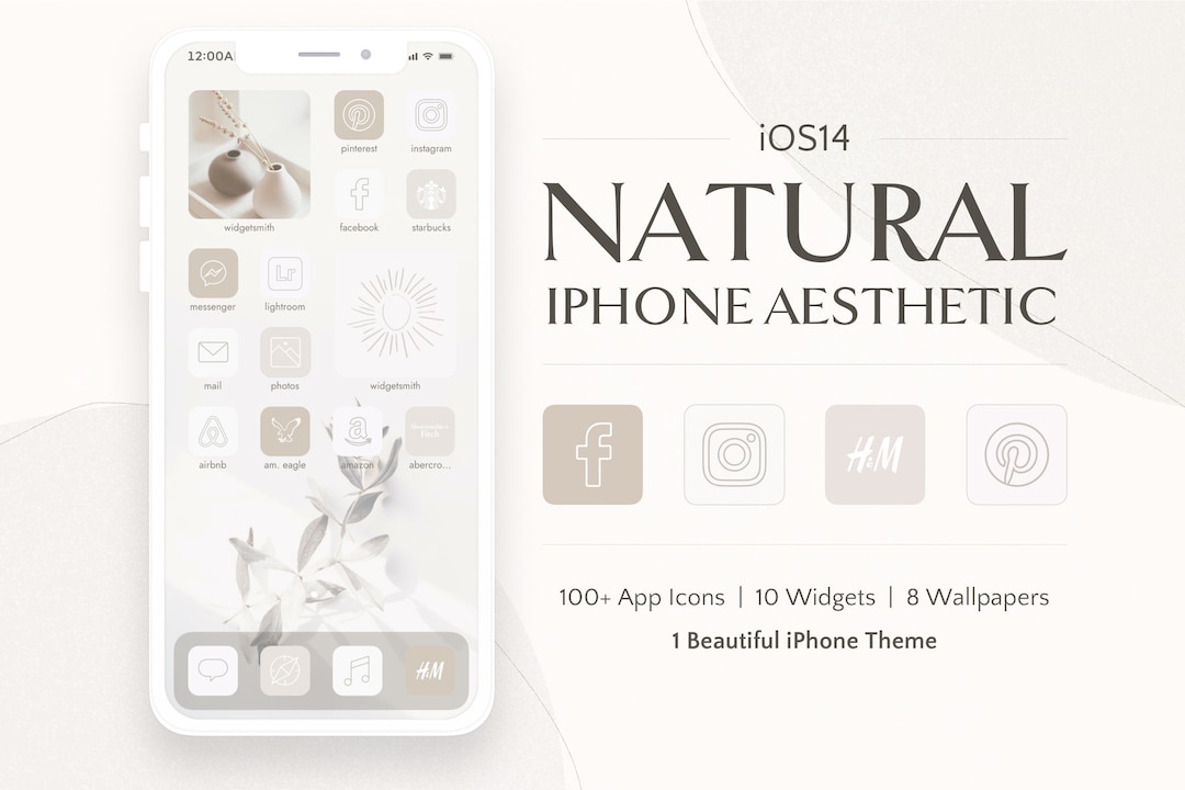 Natural Beige Boho | iPhone Ios16 App Icons | 100 Icons in 4 Colors ...