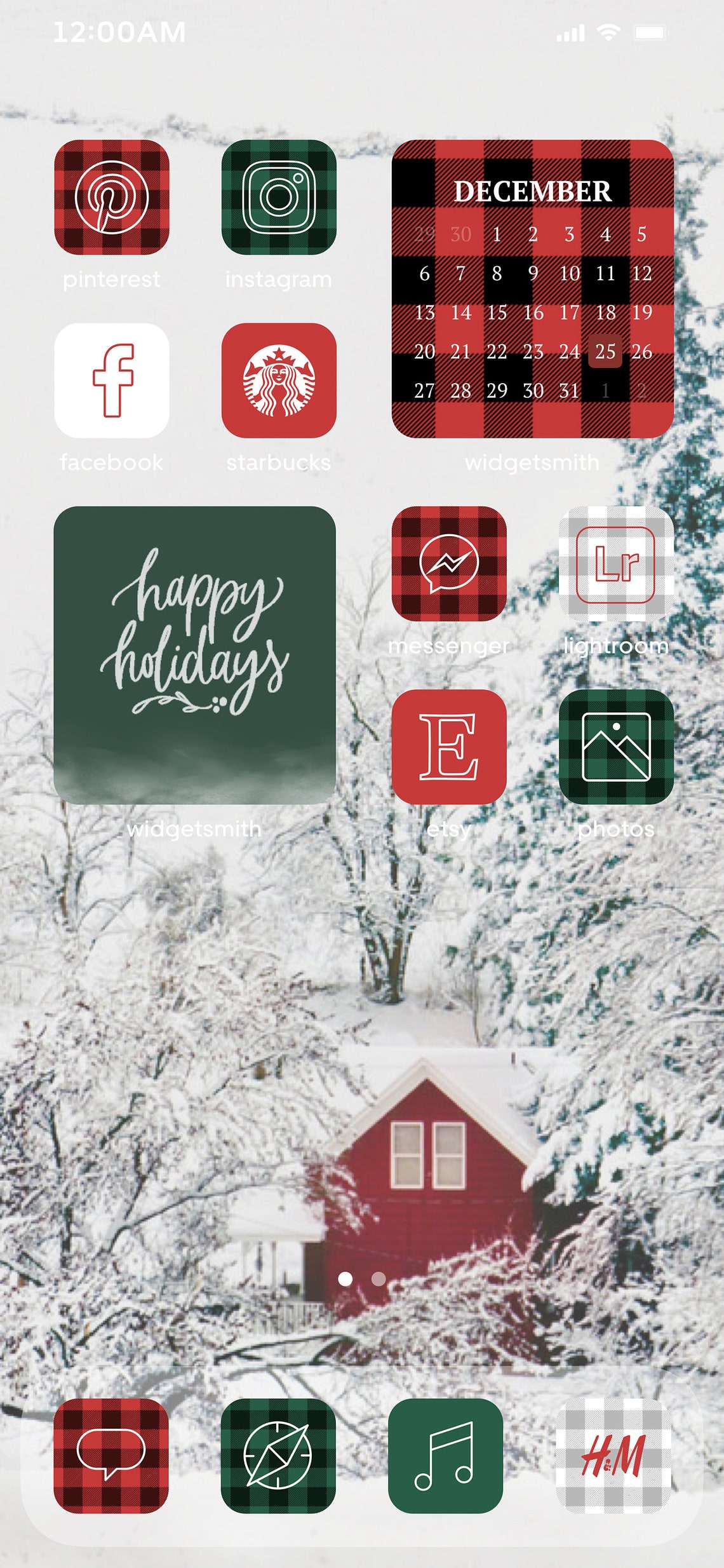Christmas Buffalo Plaid Iphone Icon Pack Iphone Ios16 App - Etsy