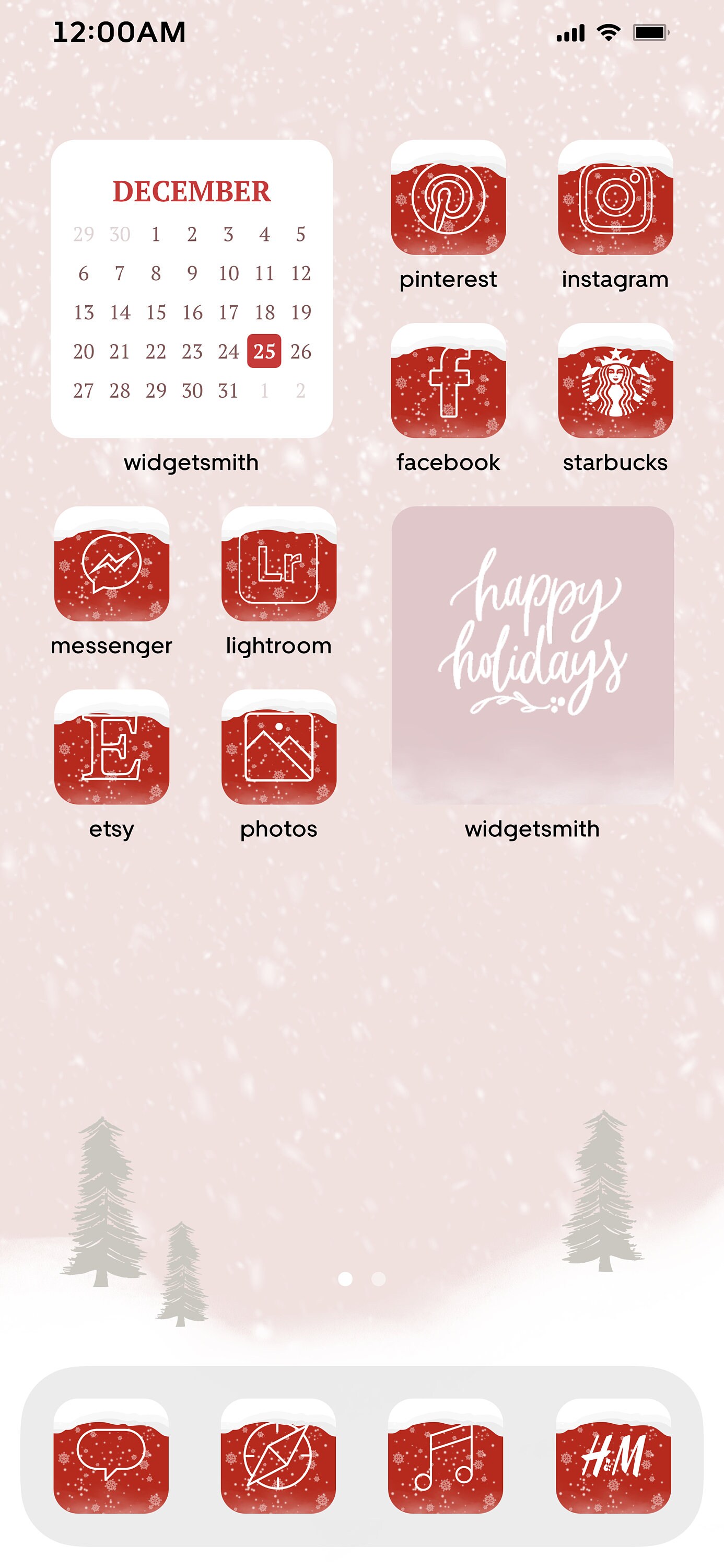 Pink Christmas Winter iPhone Icon Pack iPhone iOS14 App | Etsy