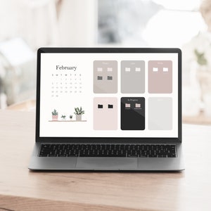 Boho Desktop Wallpaper Organizer | 2023-2024 Calendar, Folder Icons ...