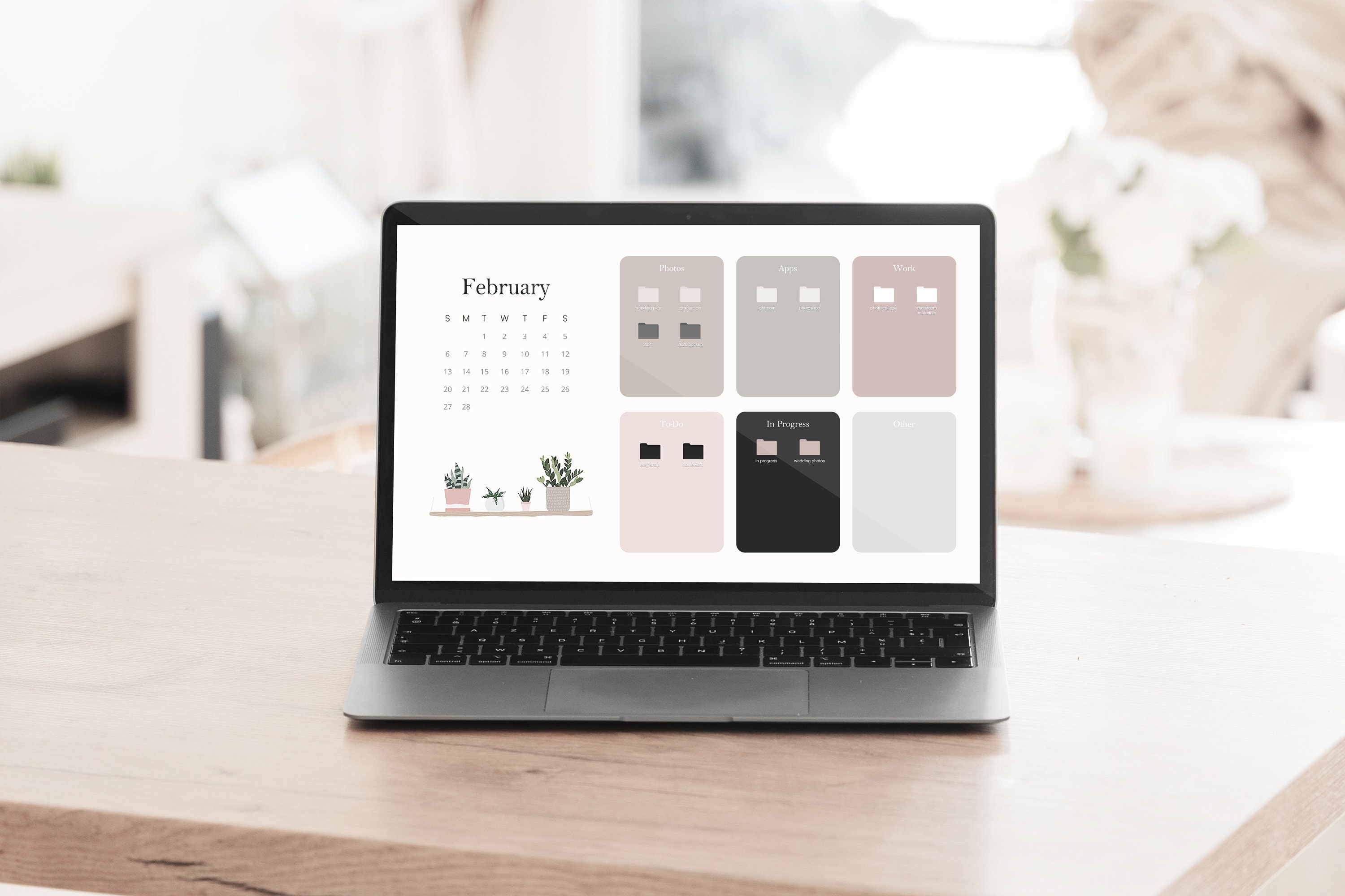 Desktop Wallpaper Organizer Editable + Folder Icons | Minimalist ...