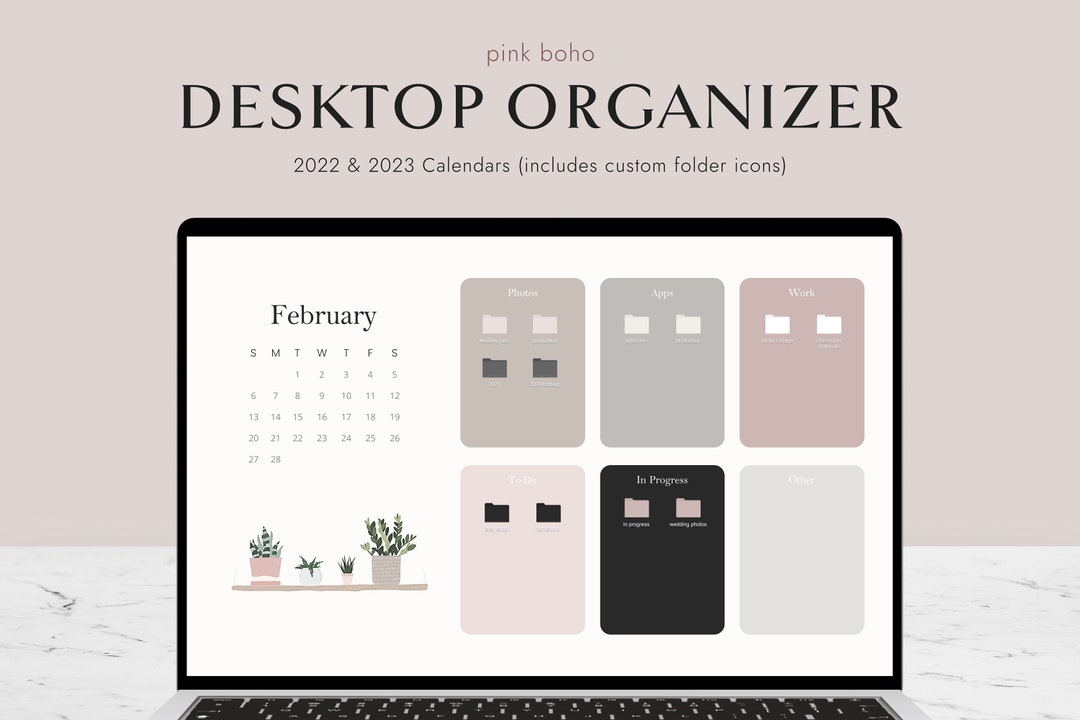 Desktop Wallpaper Organizer Editable + Folder Icons | Minimalist ...