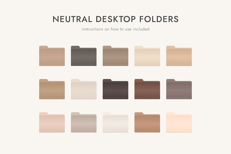 Neutral Beige Desktop Folder Icons Compatible With Mac & - Etsy