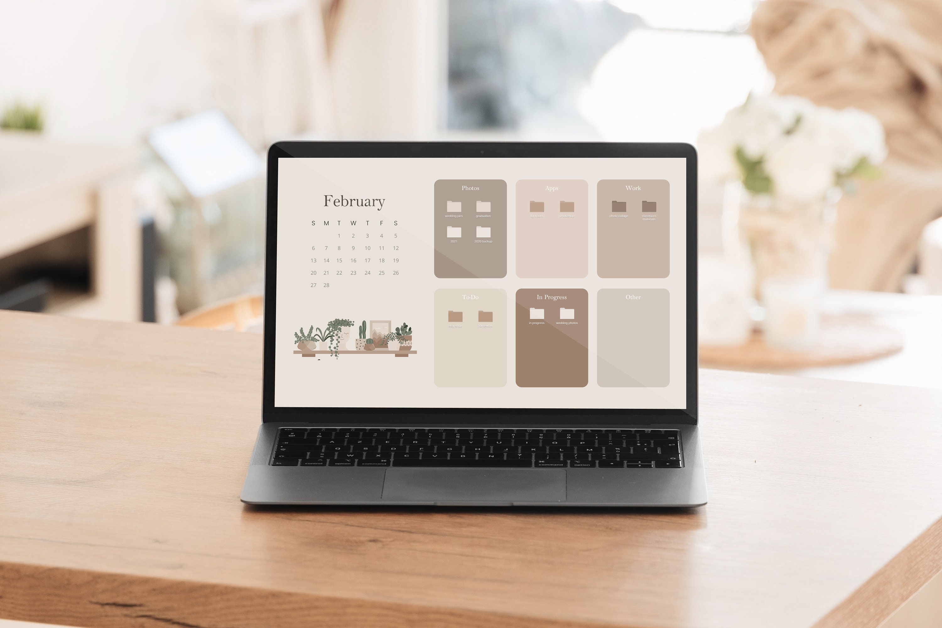 Desktop Wallpaper Organizer Folder Icons Brown Boho - Etsy