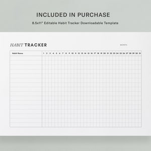 Minimalist Daily Habit Tracker Printable | Editable PDF | Routine ...