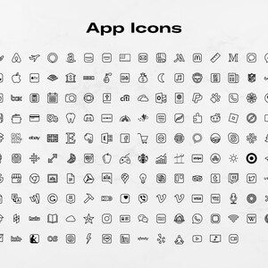 Transparent Black iPhone App Icons - Clean Outlined Minimal ...