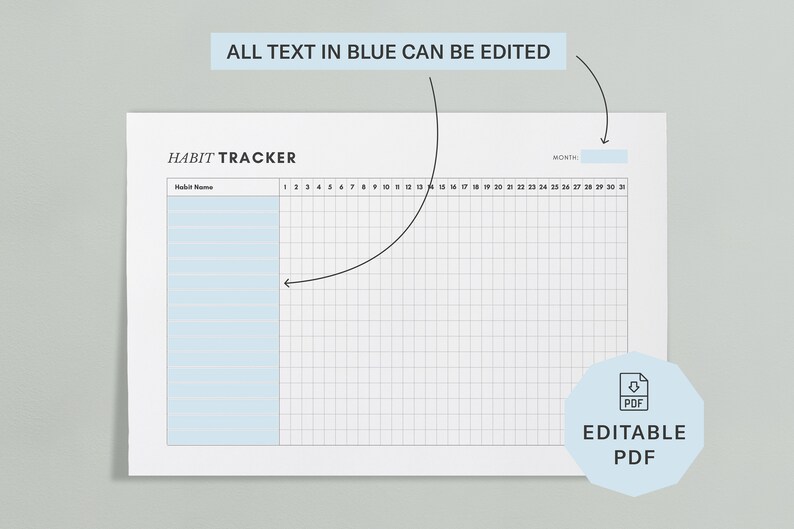 Minimalist Daily Habit Tracker Printable Editable PDF - Etsy