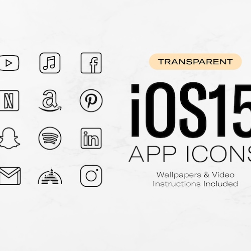 Transparent White Iphone App Icons Clean Outlined Minimal - Etsy